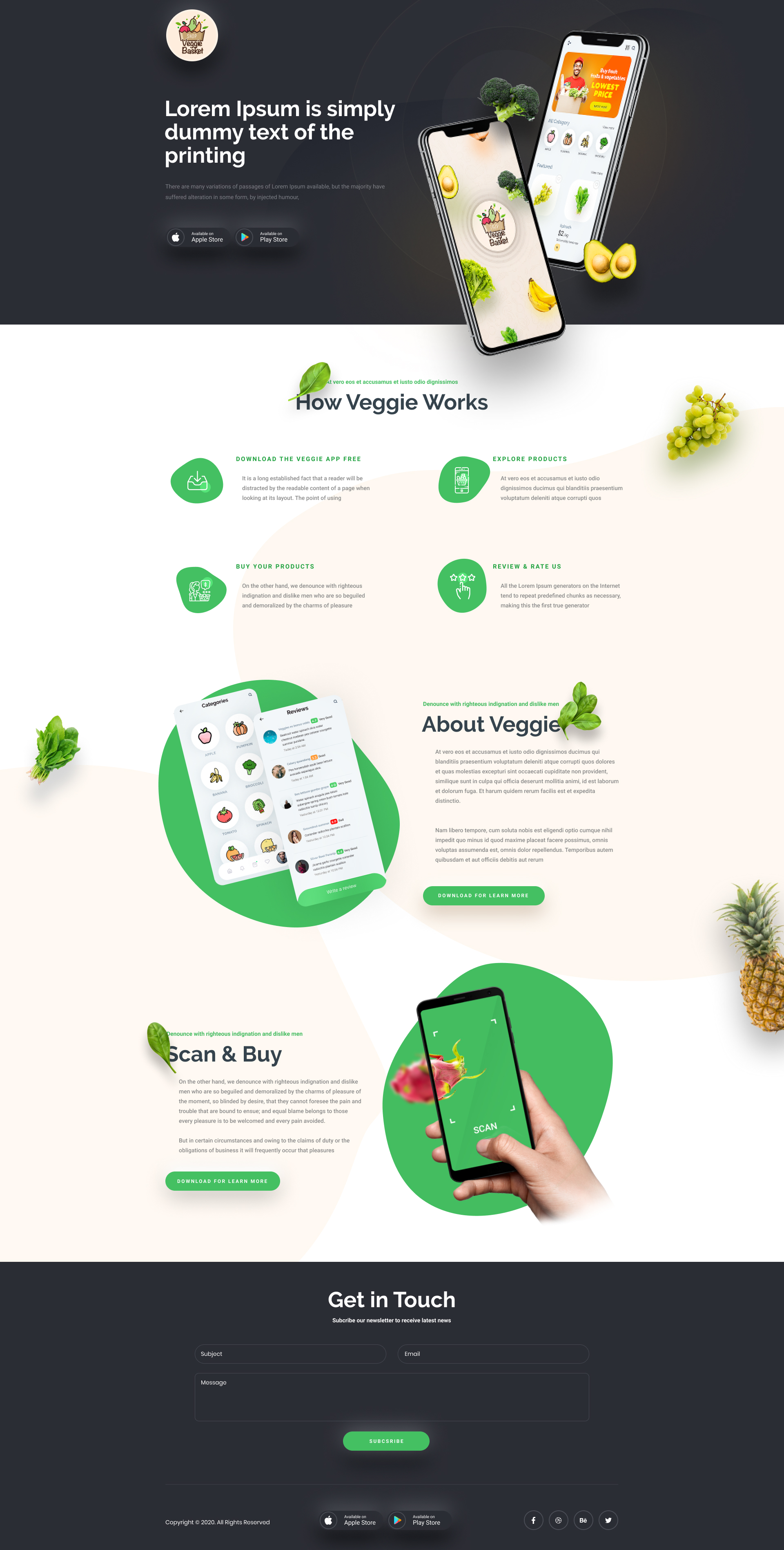 VeggieBasket | Mobile App and Landing Page Figma Template by WordPress-Studio
